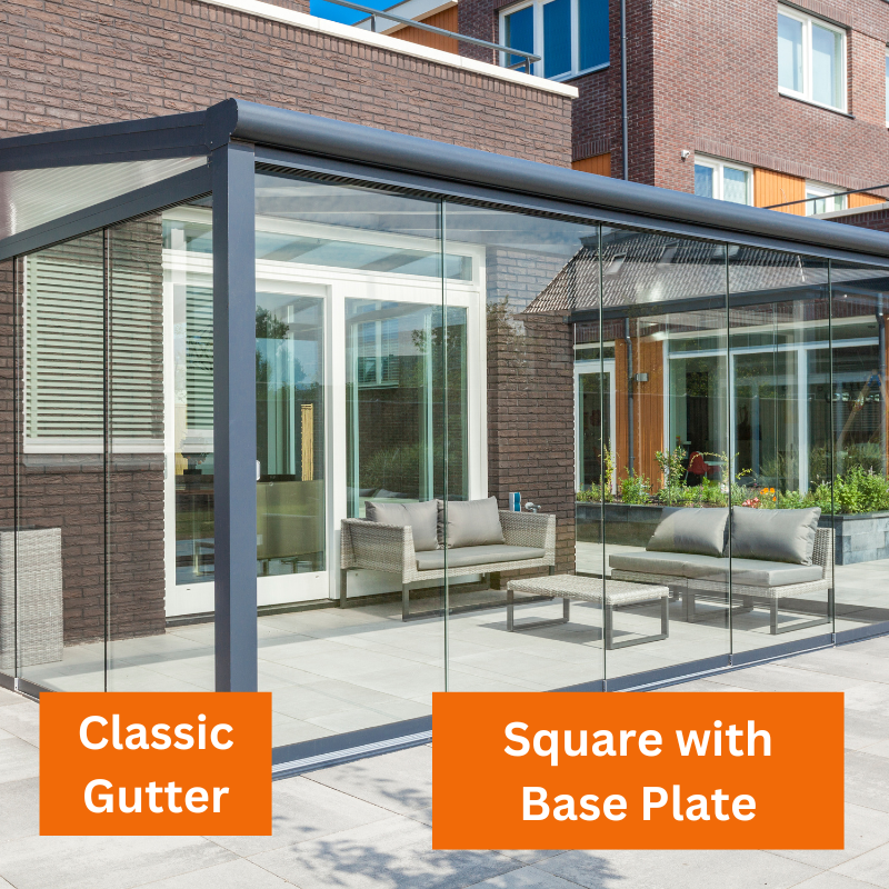 Bosco Veranda - Graphite Grey - Classic Gutter - Square with Base Plat ...