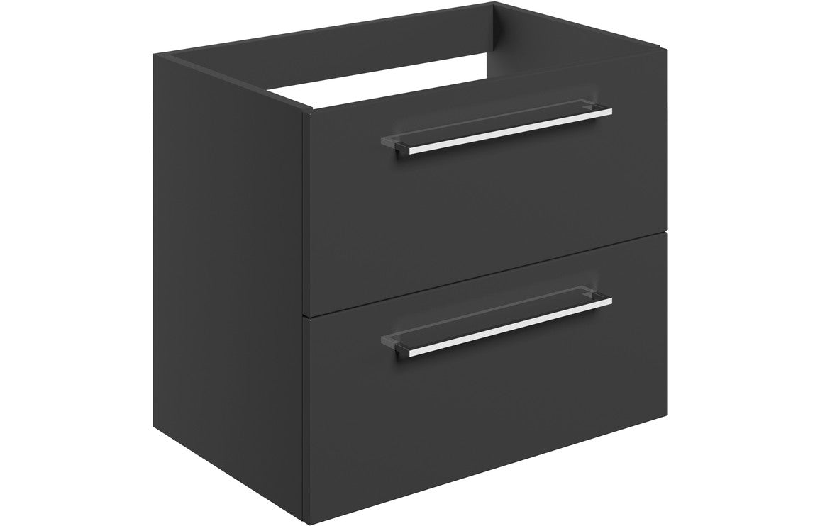 Pulse 590mm Wall Hung 2 Drawer Basin Unit (No Top) - Anthracite Gloss ...
