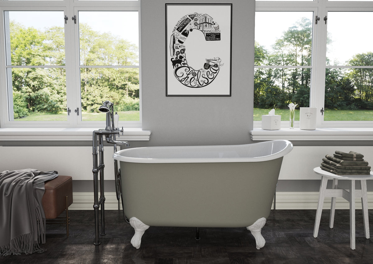 Hurlingham Shelley Freestanding Cast Iron Slipper Bath 1370 x 730mm ...