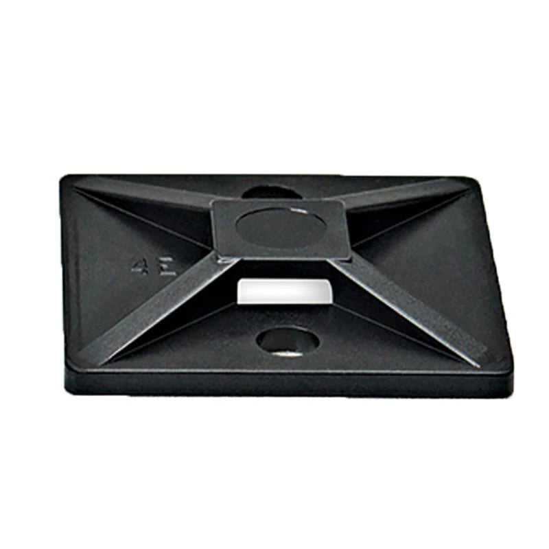 Cable Tie Mounting Base Self Adhesive 4 Way 28 x 28mm Black [Pack=100 ...