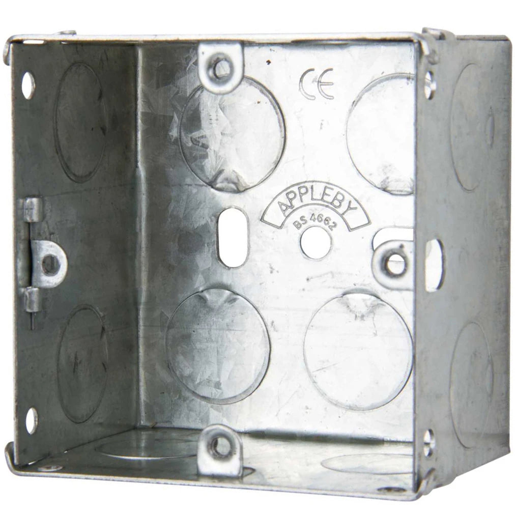 1 Gang Adjustable Lug Flush Steel Installation Box 47mm Depth — Trade ...