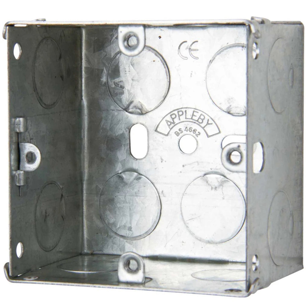 1 Gang Adjustable Lug Flush Steel Installation Box 25mm Depth — Trade ...