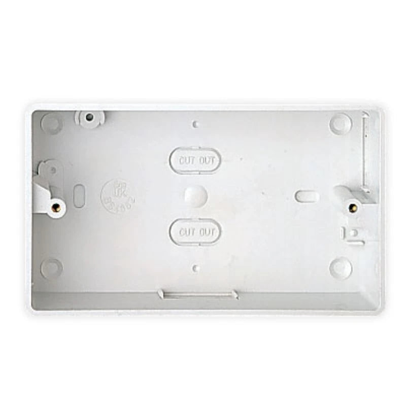 Box Switch+Socket Surface 2 Gang 25mm White PVC-U Round Corners — Trade ...