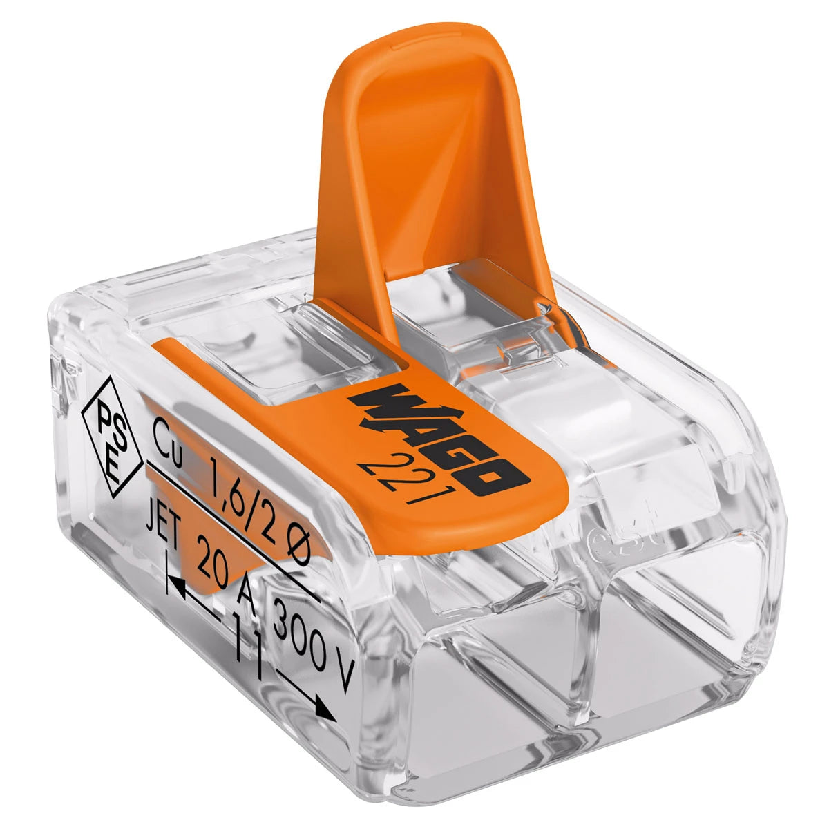 32A Connector Splicing 2 Way Compact Levers 450V 4mm² Clear - 100 Pack ...