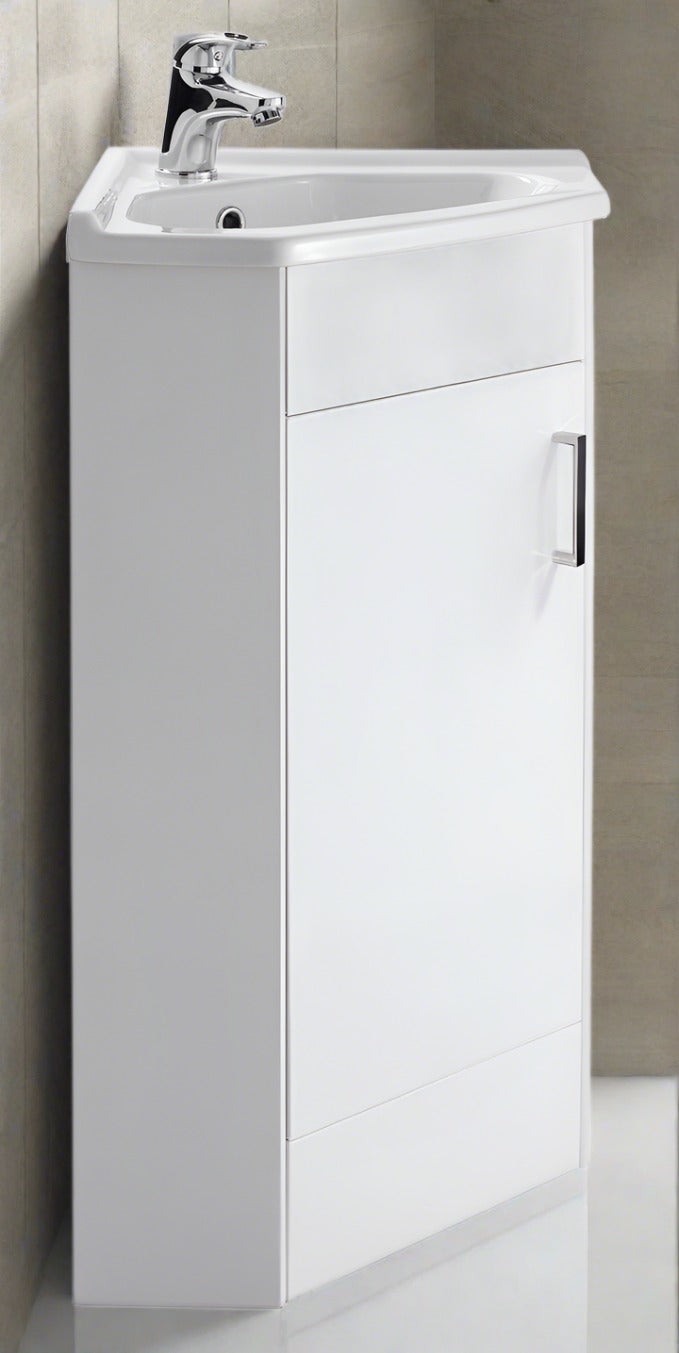 Mayford Floor Standing Single Door Corner Vanity Unit with Ceramic Bas ...